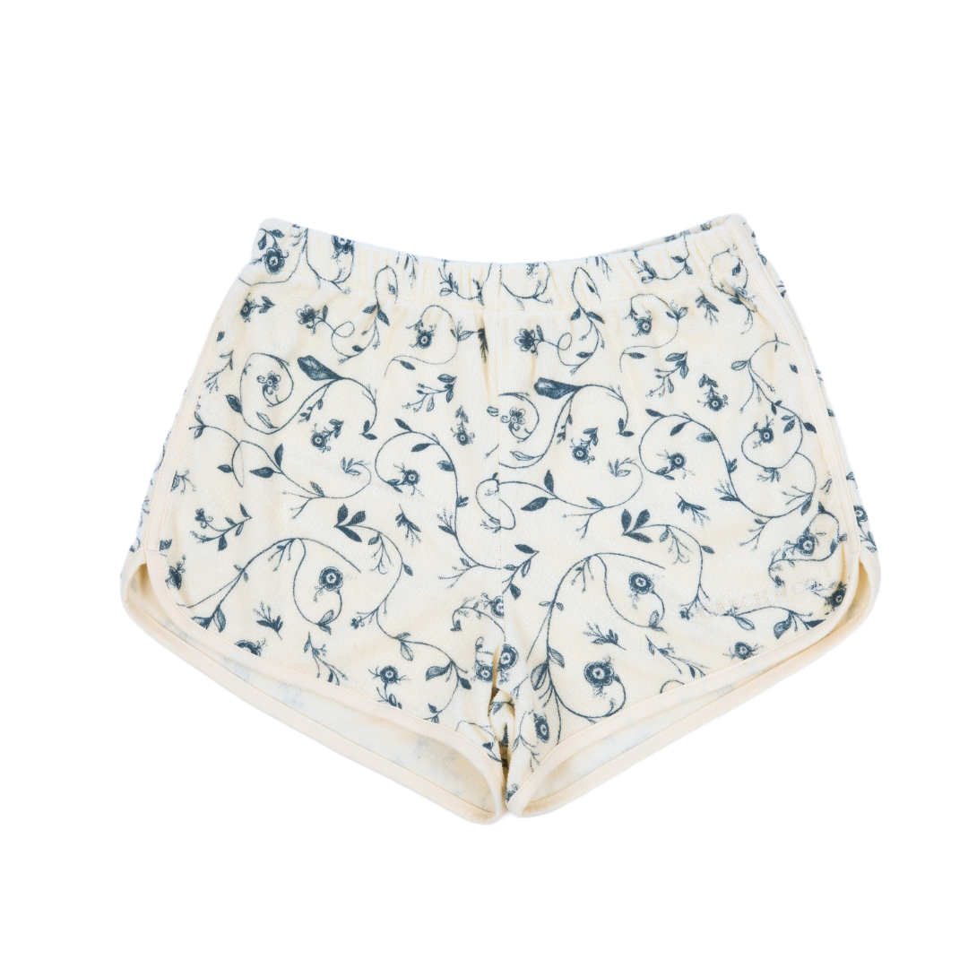 Retro Shorts | Organic Cotton Terry - Scandi Floral — GRECH & CO. B2C | USA