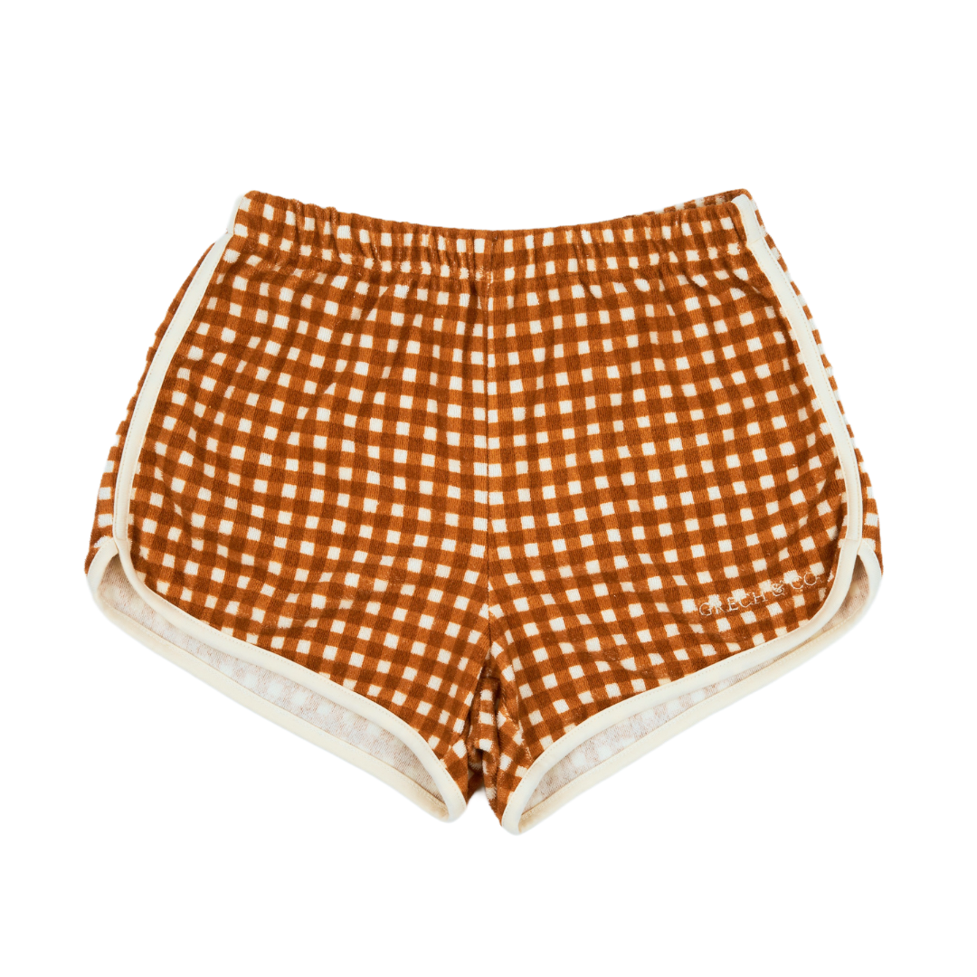 Retro Shorts | Organic Cotton Terry - Sienna Gingham | — GRECH & CO ...